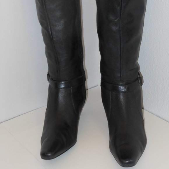IFLEX | Shoes | Iflex Black Leather Kneehigh Boots Size Medium | Poshmark
